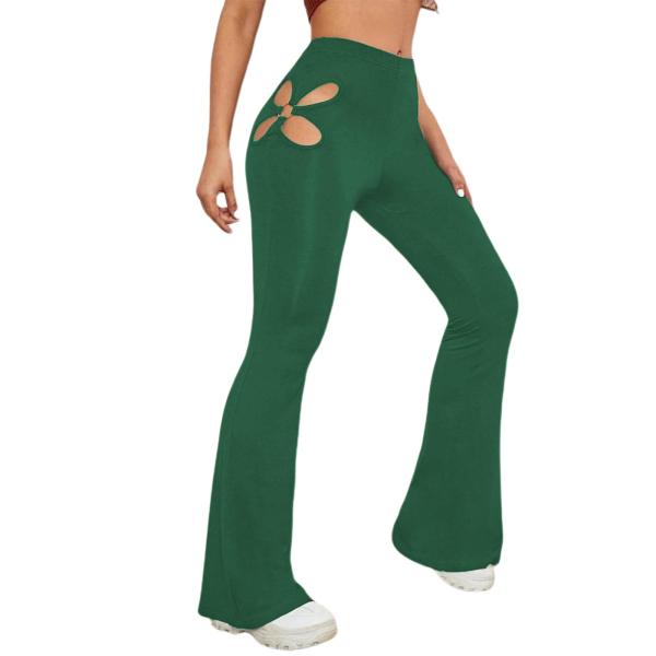商品名:  Hilinker Women's High Waisted Flare Long Pants Cut Out Stretchy Ladder Bootcut Yoga Pants Dark Green Largeブランド: Hi...