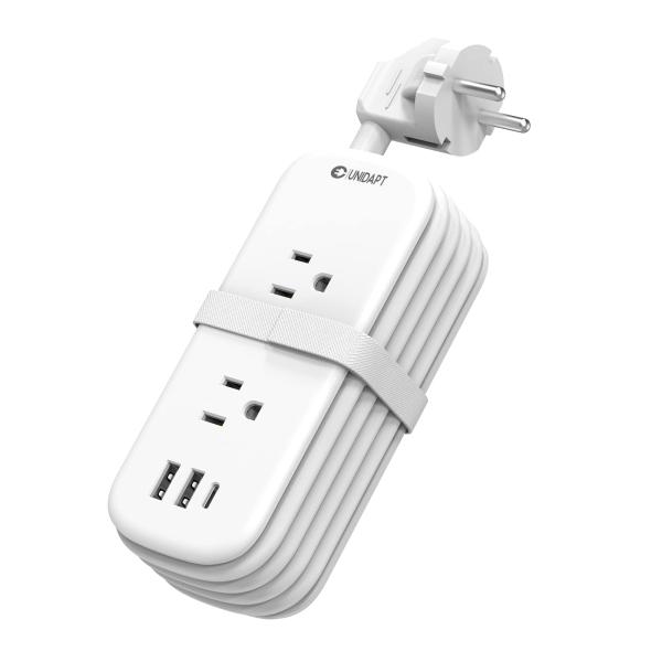 商品名:  European Travel Plug Adapter with USB C, Unidapt Outlet Converter US to Europe 2 AC Outlets 3 USB Ports, Internati...
