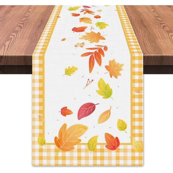 商品名Thanksgiving Table Runner,Turkey with Pumpkins Maple Leaves Table Decorations,Fall Give Thanks Table Runner for Party...
