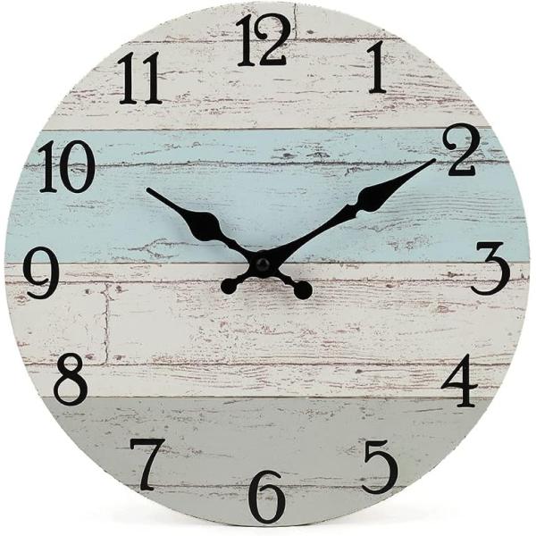 商品名14 Inch Wooden Decorative Round Wall Clock Rustic Country Tuscan Style Wooden Home Decor Round Wall Clock for Living ...