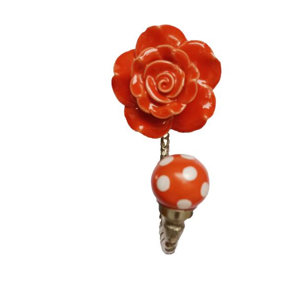 商品名: PARIJAT HANDICRAFT ハンドペイント 美しいオレンジ色のバラデザイン セラミック壁フックハンガー キーホルダー 帽子 衣類掛け バスタオル フックハンガー PARIJAT HANDICRAFT Hand Paint...