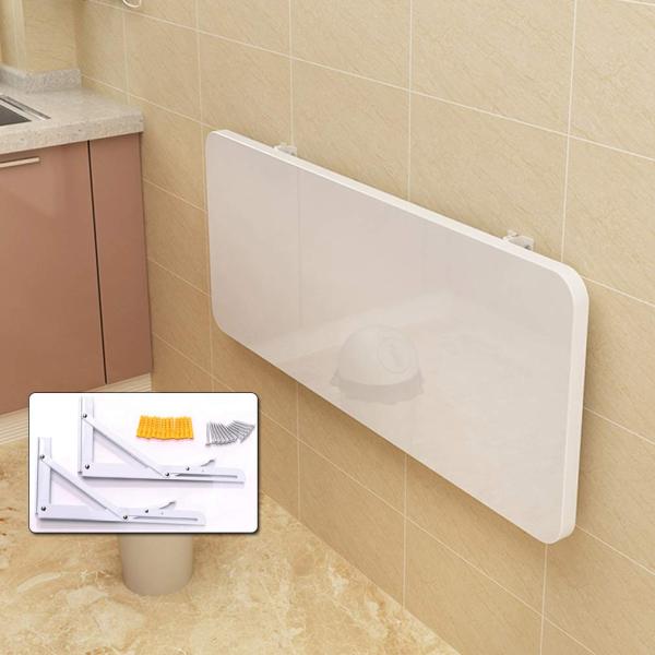 商品名: 木製の目に見えない壁に取り付けられたテーブル、フローティングダイニングテーブル、折りたたみ式コンピューターデスク、ワークベンチ、子供用勉強机、小さなホームキッチンオフィス用、20サイズ、アクセサリー付き（60x50cm / 24x...