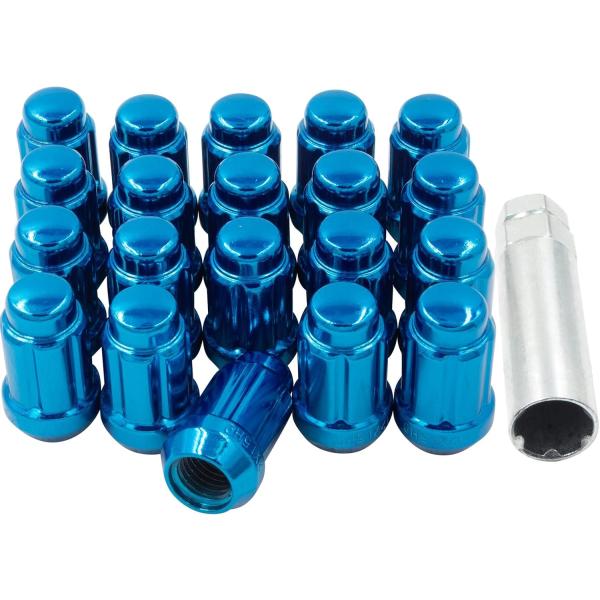 商品名: ホイールアクセサリーパーツ 20個 12mm 1.50 12x1.50 スレッド カースプライン 長さ1.35インチ ラグナット ブルースプライン 多くのシボレーホンダ乗用車に適合 | トヨタパスカー アフターマーケットホイール付...
