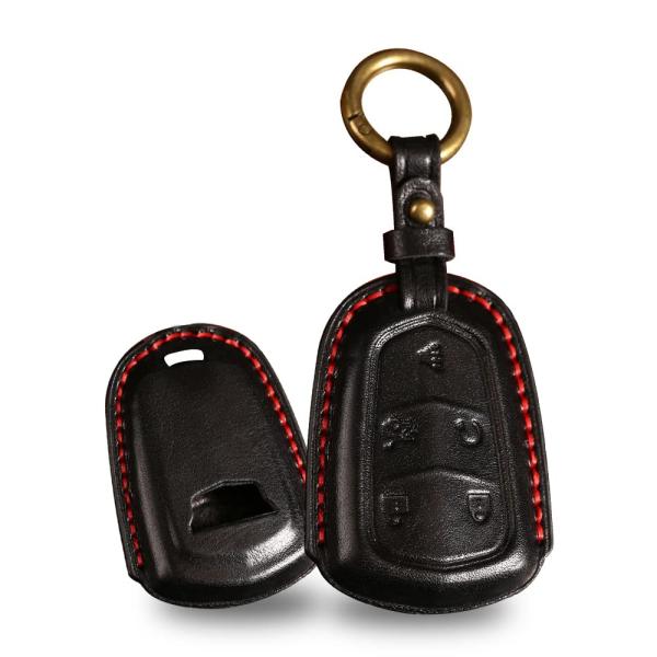 商品名: ontto 5ボタンキーフォブホルダー キャデラックカーキースキン用 エスカレード ATS CTS STS SRX XT5 スマートリモート用 レザーキーホルダープロテクター ブラック ontto 5-button Key Fob...