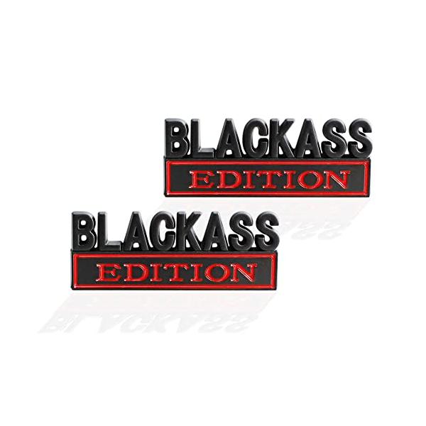 商品名:  CARRUN 2 Pcs BLACKASS Edition Emblem 3D Metal Badge Decal Sticker Fit for Universal Car Truck SUV Side Rear Front ...