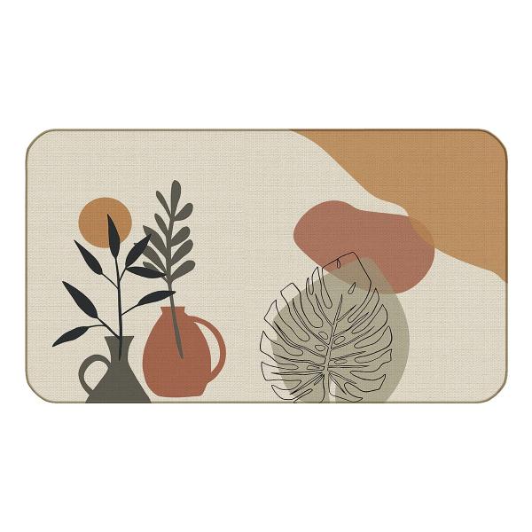 商品名:  BXFAHZJ Abstract Boho Sun Botanical Palm Leaf Terracotta and Teal Art Door Mat 17x30 Inch Indoor Outdoor Entrance ...