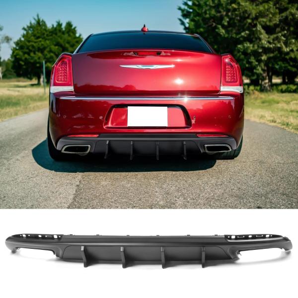 商品名:  FREEMOTOR802 Compatible with 2015-2023 Chrysler 300 Rear Diffuser, IKON V2 Style Matte Black PP Rear Bumper Moldin...