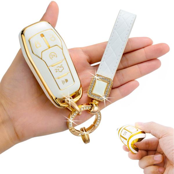 商品名: フォードキーフォブカバー、ソフトTPU 360度保護 フォードフュージョンマスタングF150エッジエクスプローラーリンカーンMKZ MKC MKXカーキーシェルケース LCWPJWWS for Ford Key Fob Cover...