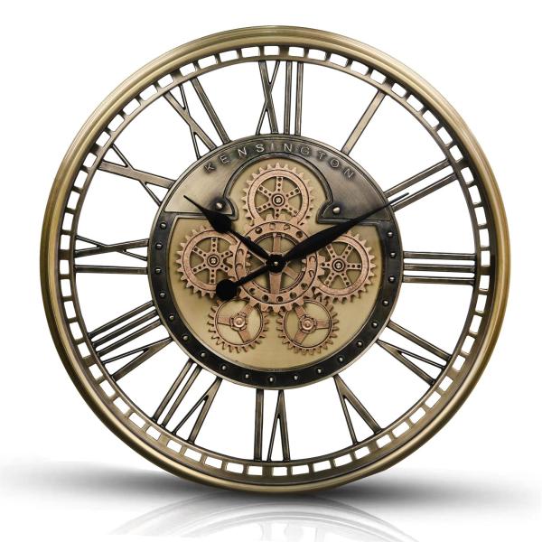 商品名: CLXEAST リビングルームの装飾用引っ越しギア壁時計、大型モダンメタル壁時計、インダストリアルスチームパンク特大ローマ数字壁時計、ファームハウス用真鍮ゴールドサイレント壁時計、28インチ CLXEAST Gold Moving...