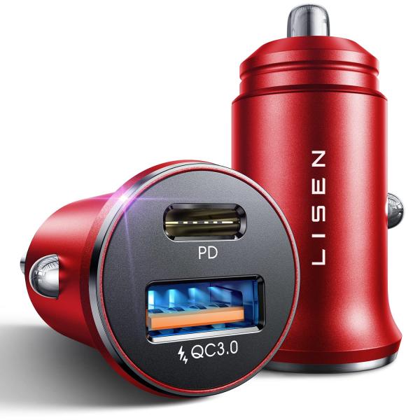商品名:  LISEN 2-Pack USB C Car Charger Adapter Fast Charge, 48W All Metal Cigarette Lighter USB Charger Smallest Flush Fit...