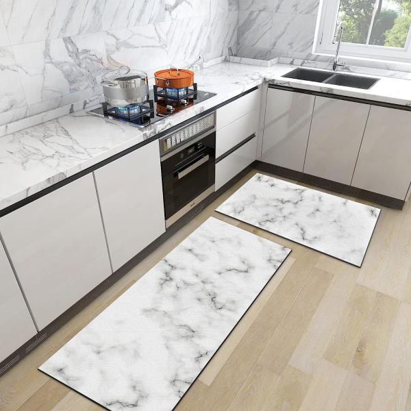 商品名モダンな幾何学的なキシェンラグ。Anti Fatigue Thick Kitchen Rugs and Mats Set 2 Farmhouse Runner, Non Slip Waterproof Memory Foam Comf...