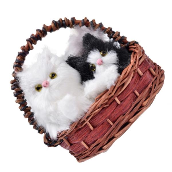 商品名:  ORFOFE 1PC Mini Doll Plush Toys Simulation cat in Basket Mini Kitten in Basket Ornament Lovely Cat Basket Crafts C...