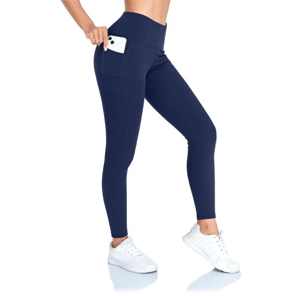 商品名:  IBL Women's Naked Feeling Workout Leggings with Pockets 4 Way Stretch for Pilates Cycling Daily-wear 27 in Navy Bl...