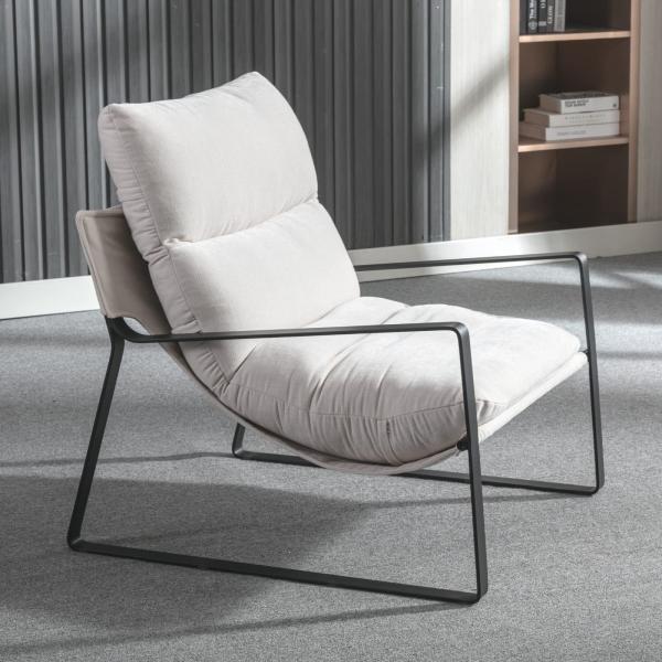 商品名:  LukeAlon Modern Linen Accent Armchair, Upholstered Living Room Chair with Metal Base Thickened Cushion Single Sofa...