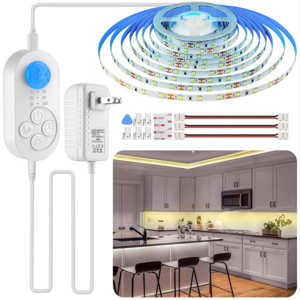 商品名:  GOOMEEYA Under Cabinet Lights Plug-in Motion Sensor LED Strip Lights Indoor Warm White 3000K Super Bright 2000lm w...