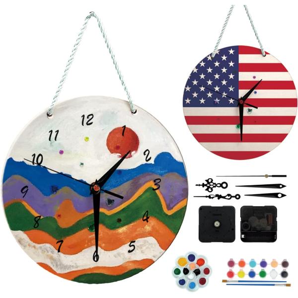 商品名:  HAPMARS 2 Pack DIY Clock Making Kit, Wooden Art Craft for Kids, Childrens Painting Craft Activities Kit, Craft Toy...