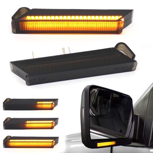 商品名: シーケンシャル アンバー LED サイドミラー ウィンカーライト 2004-2014 フォード F150 Raptor Expedition Lincoln Mark LT用 スモークレンズ ダイナミックインジケーター 右左ランプ...