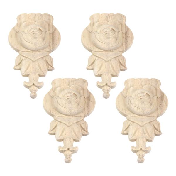 商品名: Antrader 木彫りのアップリケ 4点 DIY 木製アップリケ オンレイ キャビネット ドア ベッド ワードローブ 家具の装飾用 (10x6cm/3.94x2.36インチ) Antrader 4 Pcs Carved Wood...