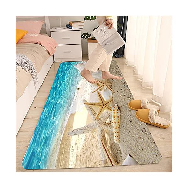 商品名: WODEJIA ノンスリップ バスマット スポンジフォーム バスルーム用 耐久性のあるソフトフランネルマット 明るい3Dプリントラグ 洗濯室やキッチン用のクリアランスマット オーシャンビーチをテーマにした装飾カープ WODEJIA...