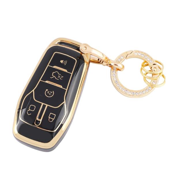 商品名: CARFIB フォードキーフォブカバーアクセサリー Bling Edge Explorer Fushion Energi チタンフュージョン ハイブリッド チタンマスタング 2015 2016 2017 キーケースホルダー カーリ...