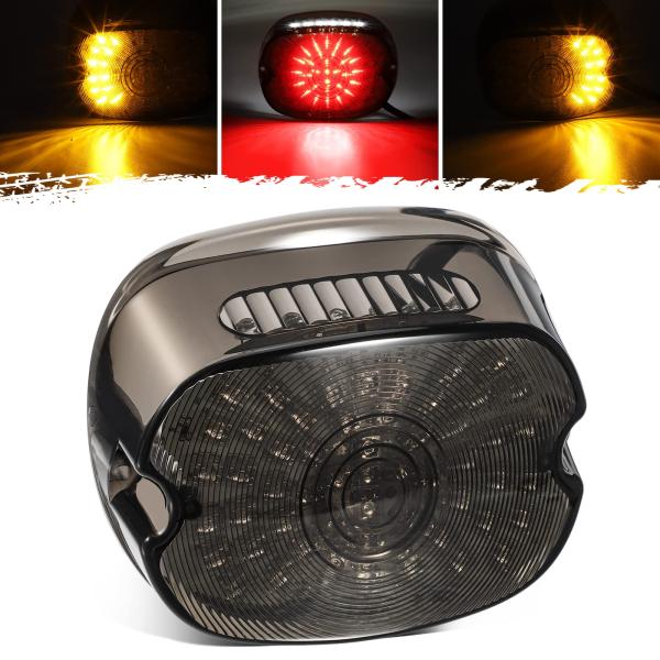 商品名: Partsam モーターサイクルテールライト LED リアテールライト アセンブリ 60個のLED ストップウインカーブレーキ ドライビング ランニングライト ライセンスライト付き ロープロファイル スモーク Sportster ...