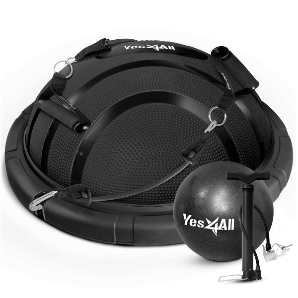 商品名: Yes4All アップグレードコンボ ハーフバランストレーナーボール レジスタンスバンド&amp;ピラティスボール付き ブラック トレーニングコアストレングス Yes4All Upgrade Combo Half Balance ...