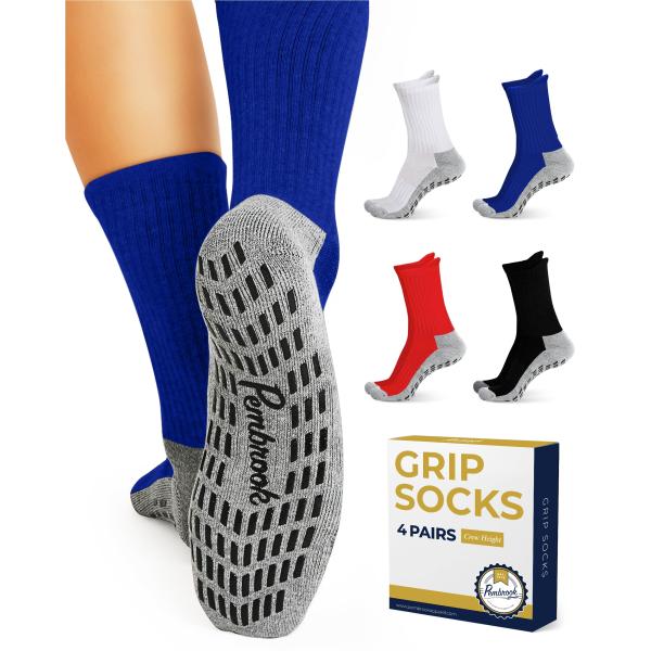 商品名:  Pembrook 4 Pairs Crew Non Slip Socks - Gripper Socks for Men Women Husband Dad | Grip Socks Men | Non Slip Socks M...