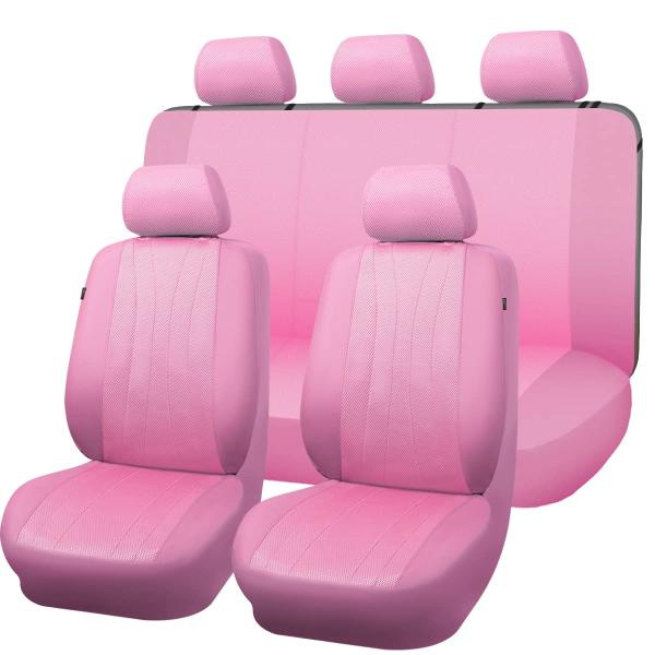 商品名: Flying Banner カーシートカバーセット エアメッシュ 通気性 ファッション 簡単ベンチ スプリットプロテクター スポーツファッション (ピンク&amp;ピンク、フルセット - ローバック) Flying Banner ...
