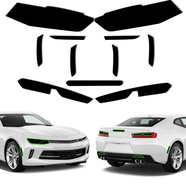 商品名:  Precut Vinyl Overlay Tint Kit Film Fit for Chevrolet Chevy Camaro 2016-2018 Headlights Taillight with Gloss Dark S...