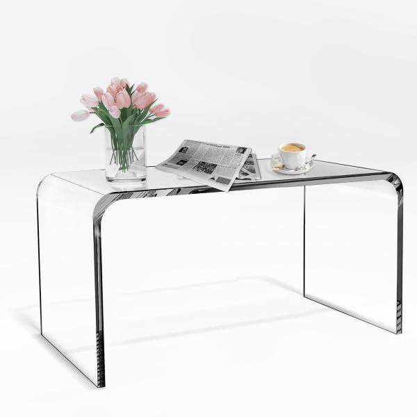 商品名: アクリルエンドテーブル、アクリルコーヒーテーブル、透明ベッドサイドテーブル、レジャーテーブル、アクリルサイドテーブル、書斎コーヒーテーブル、自宅、オフィス、ショールーム透明スモールテーブル。長さ32 x 幅16インチ x 高さ16...