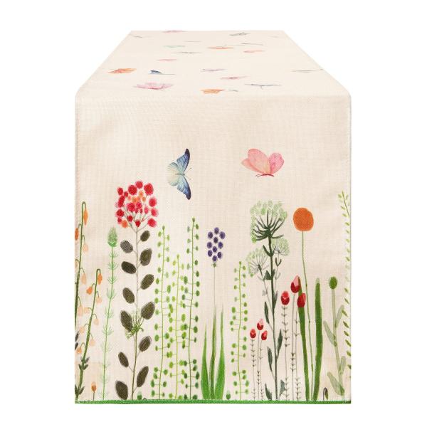 商品名: Winotic 花柄 蝶 緑の葉 クリーム テーブルランナー 春夏ダイニングテーブルデコレーション キッチン コーヒーテーブルパーティー ホームデコレーション 13 x 90インチ Winotic Floral Butterfly...