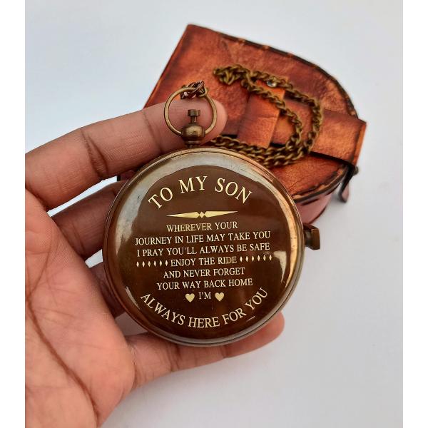 商品名: お母さんから息子へのギフト 刻印入り日時計コンパス 息子へのギフト レザーケース付きコンパス 息子へのハイキングコンパス 息子のためのワーキングコンパス (息子への) ISHRAT Son Gifts, Mom to Son Co...