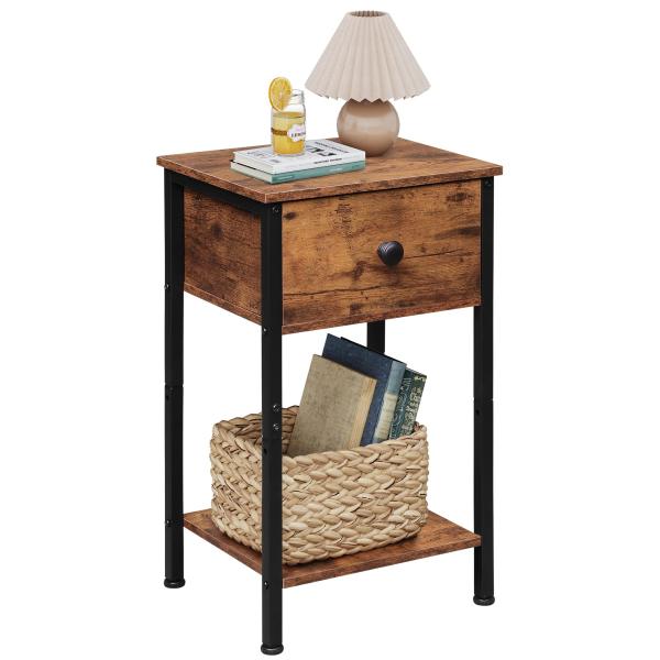 商品名: WLIVE エンドテーブル WLIVE Nightstand, Bedside Table with Adjustable Wooden Drawer, 2-Tier Night Stand for Couch, Bed, Sof...