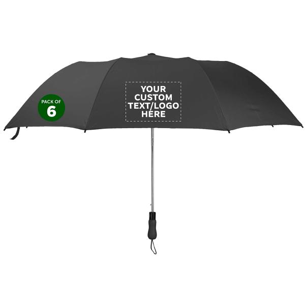 商品名: DISCOUNT PROMOS カスタム 森 伸縮式 折りたたみ傘 6個セット パーソナライズされたバルクパック - 旅行 販促 イベント 景品に最適 - ブラック DISCOUNT PROMOS Custom Mori Tele...
