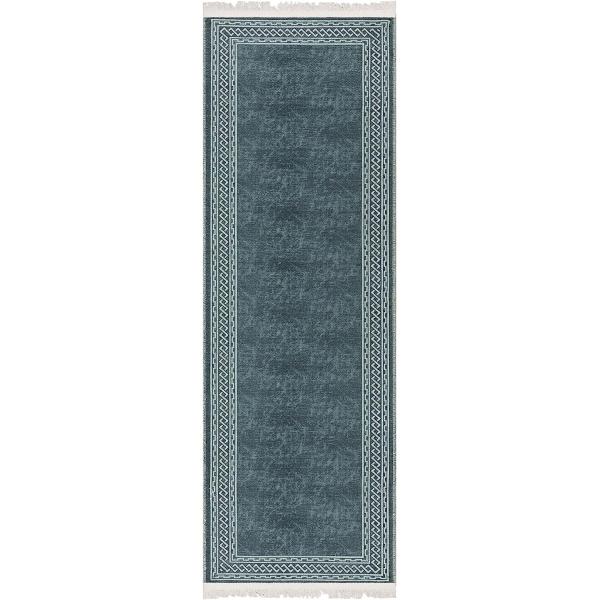 商品名Machine Washable Wrinkle Free Border Design Cotton 2x5 Traditional Flatweave Runner Rug for Hallway, Entryway, Kitche...