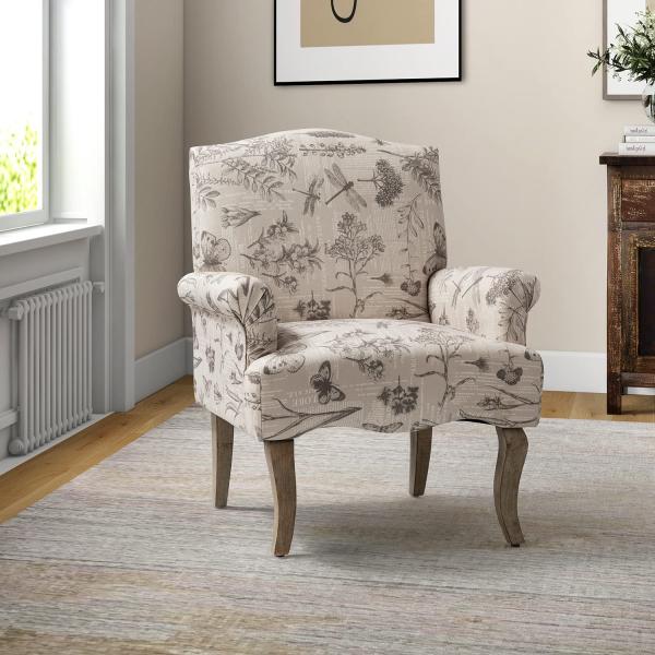 商品名:  HULALA HOME Upholstered Accent Chair with Floral Pattern, Modern Living Room Bedroom Armchair with Wooden Legs &am...