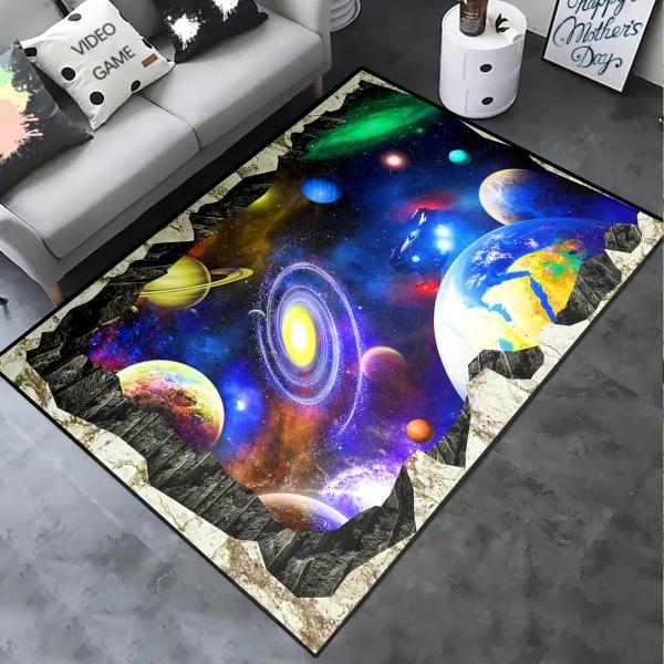 商品名:  3D Galaxy Starry Planet Area Rugs Optical Illusion Universe Sky Planet Carpet Floor Mat for Living Room Bedroom Th...