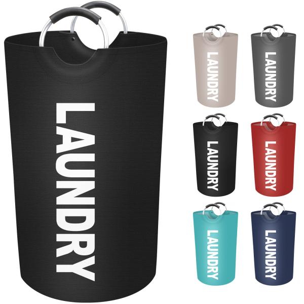 商品名: EpicTotes 90L 大型ランドリーバスケット 自立式防水ランドリーバスケット 折りたたみ式折りたたみ式トール衣類バスケット フォーム保護アルミニウムハンドル付き 寮/家族/旅行用 (ブラック) EpicTotes 90L ...