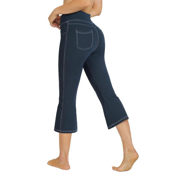 商品名:  G4Free Bootcut Yoga Capris for Women with Pockets Flare High Waisted Comfy Denim Jean Capri Pants (Navy,XL,22")ブラン...