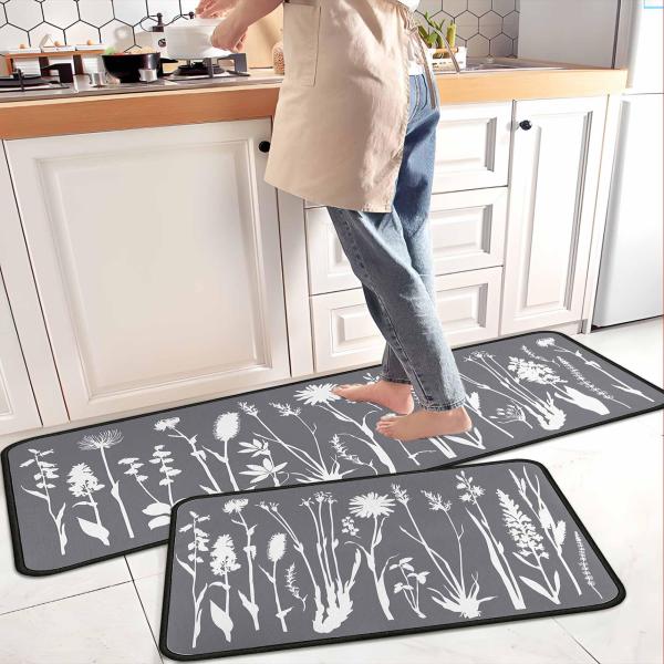 商品名:  Gray Kitchen Rugs and Mats Non Skid Washable Absorbent Stain Resistant,Durable and Easy to Clean,Kitchen Rug Set o...