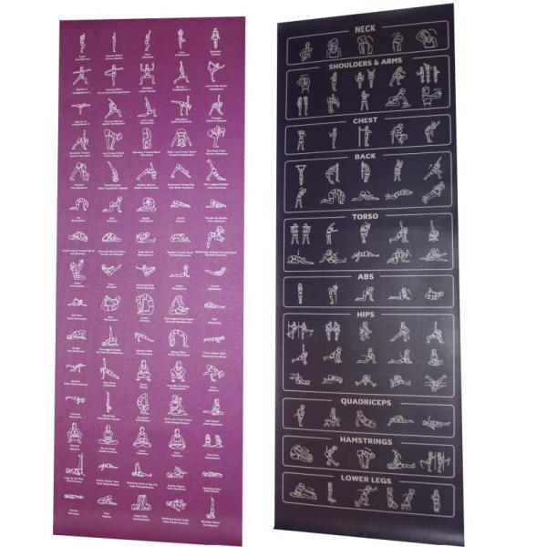 商品名: 初心者向け教育用ヨガマット ポーズがプリントされています - 75種類のイラスト付きヨガポーズ&amp;75種類のストレッチ - ノンスリップ - すべての性別に対応するヨガマット Beginner Instructional Y...