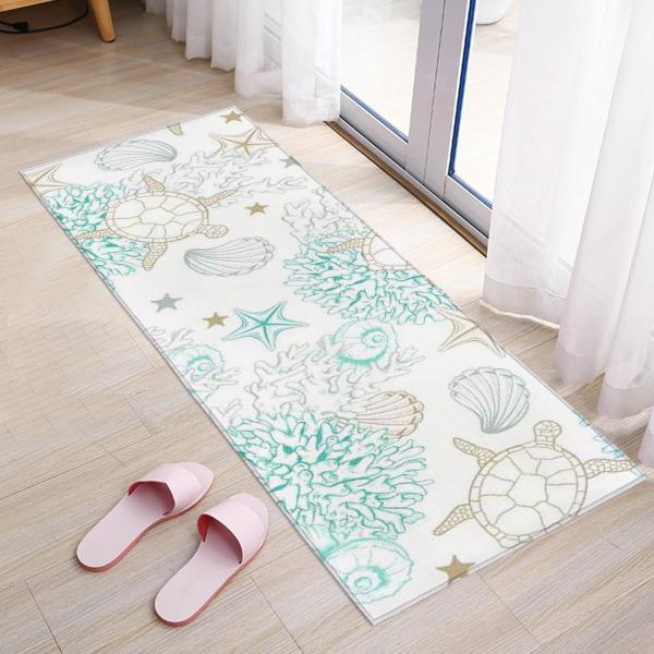 商品名:  Kitchen Rugs Long Floor Door Mats Absorbent Entryway Rug Ocean Theme Sea Turtle Coral Starfish Indoor Carpet Non-S...