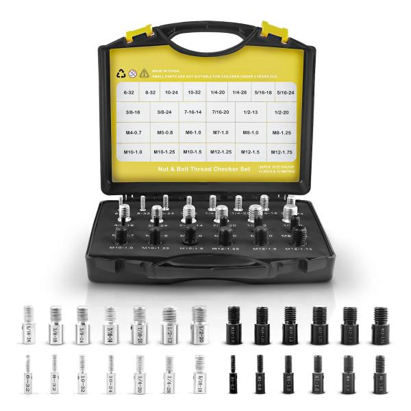 商品名: Nut and Bolt Thread Checker (Inch &amp; Metric) Nut and Bolt Size Gauge- 14 Inch &amp; 12 Metric New Individually A...