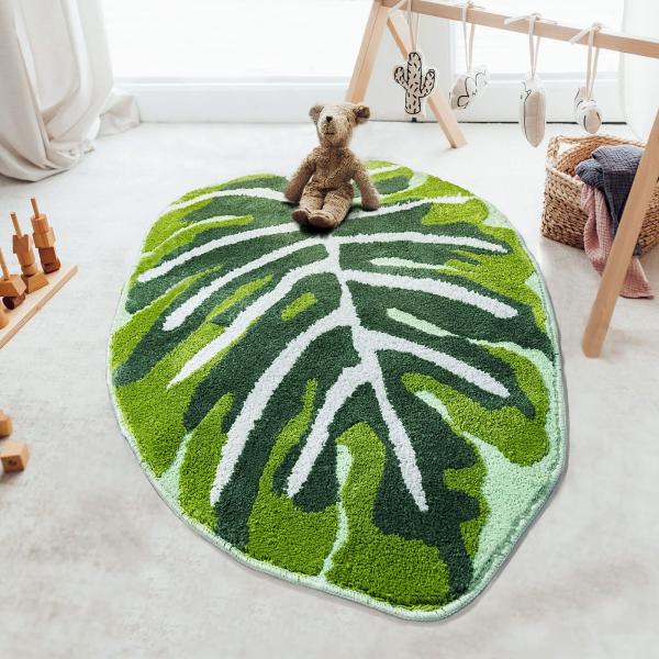 商品名:  NOTASA Kids Rug Green Leaf Area Rug for Nursery Cute Bath Mat Non Slip Small Preppy Carpet for Bedroom Bathroom Ch...