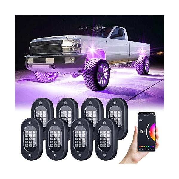 商品名:  Honalia 8 Pods Underglow Lights with APP Control Music Mode 120 LEDs, Multilcolor RGB Rock Lights for UTV ATV Four...