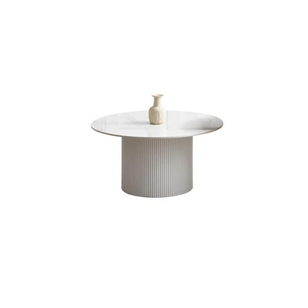 商品名:  LITFAD Slate Round Coffee Table Pedestal Cocktail Table Modern Living Room Table - 31.5" L x 31.5" W x 16" H White...