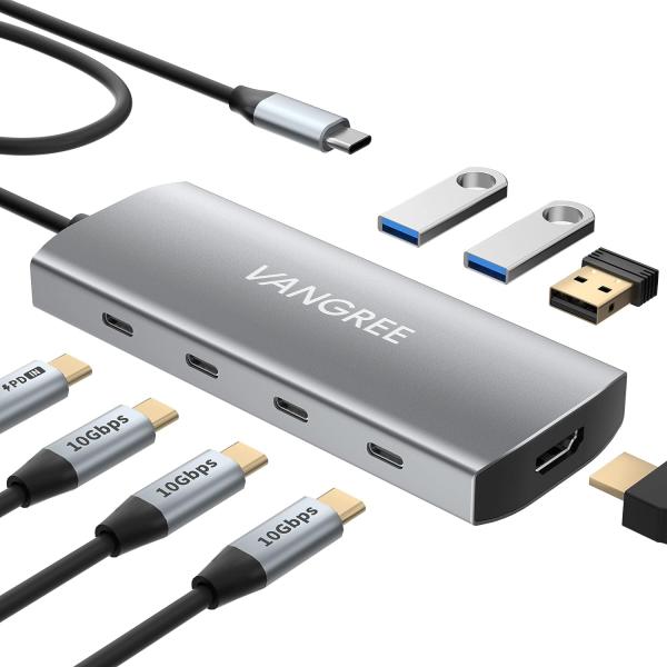 商品名: VANGREE USB C ハブ 8-in-1 USB変換アダプタ 3 USB 3.2 Gen2 ポート 高速データ転送4KHDMI出力ポート PD100W急速充電USB Cスプリッター MacBook Pro 、MacBook ...