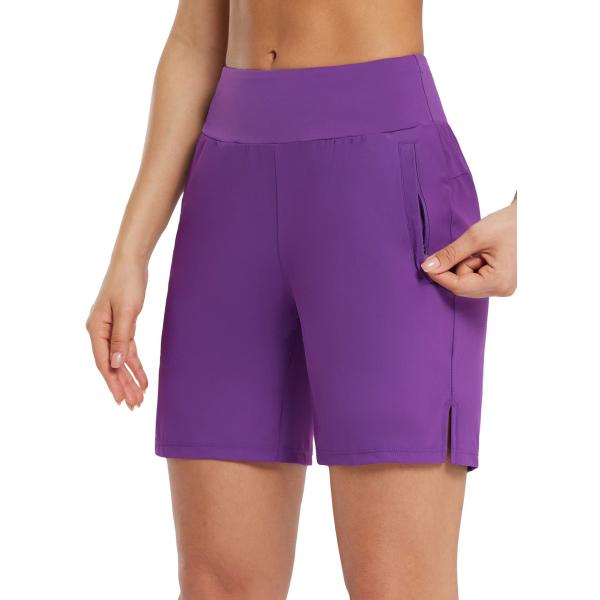 商品名:  BALEAF Women's 7" Long Running Shorts Quick Dry Athletic Workout Shorts with Zipper Pockets Unlined Purple Mブランド: ...