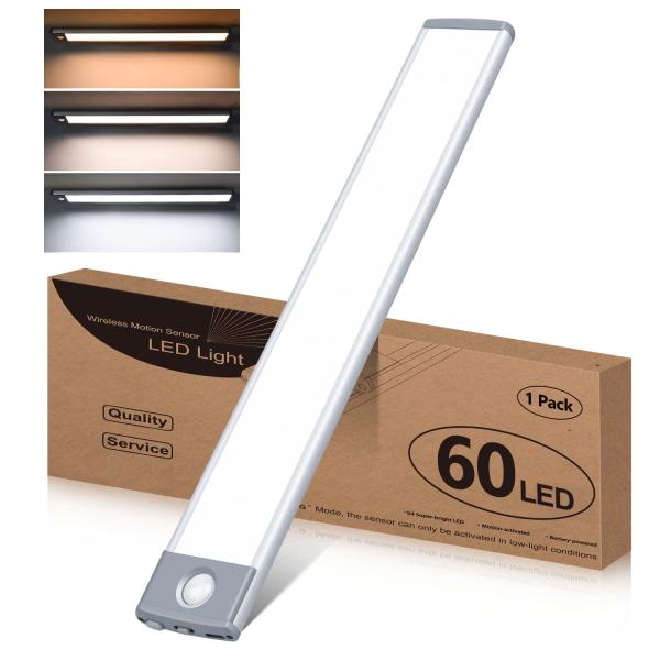商品名:  HIBOITEC 60 LED Under Cabinet Lights, 3 Color Temperatures Motion Sensor Light Indoor, 2500mAh Rechargeable Steple...