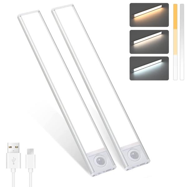 商品名: キャビネット下ライト LEDモーションセンサーキャビネットライト カウンター下クローゼット照明 ワイヤレスUSB充電ライト 屋内 54個のLED カウンター下ライト キッチン ワードローブ クローゼット 廊下用 (2個パック) U...
